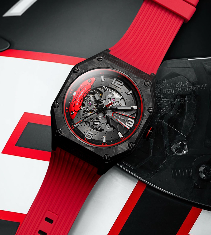 超跑系列全碳红色刹车盘红带